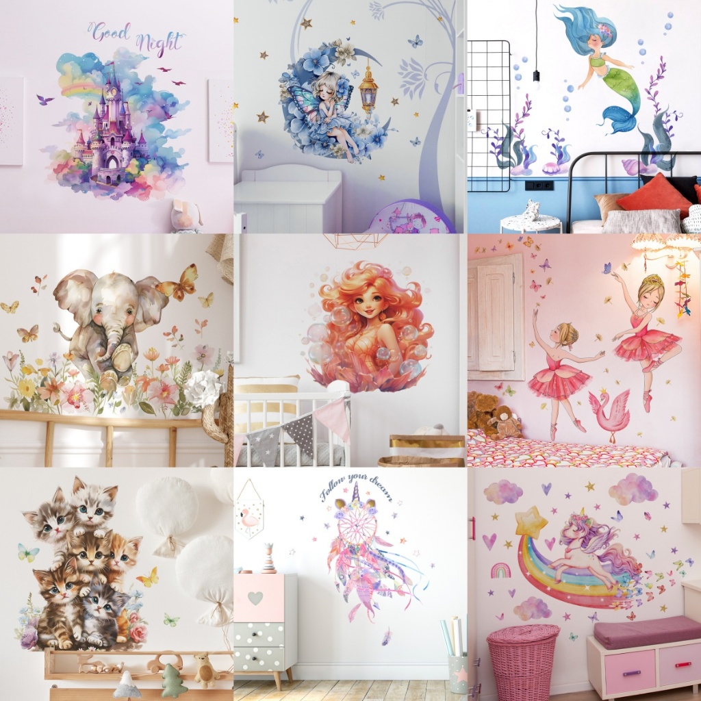 Mermaid Princess Underwater World Wall Sticker Children's Room ...