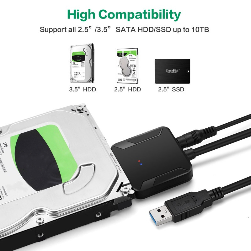 BENOSEM Sata To USB 3.0 Converter Cable With 12V 3A DC Power Adapter ...