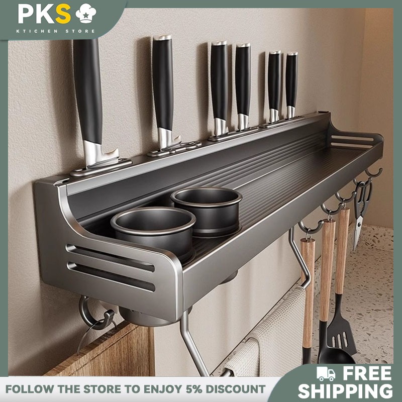 Non-Punching Wall Mounted Kitchen Hook Rack with Knife and Chopstick ...
