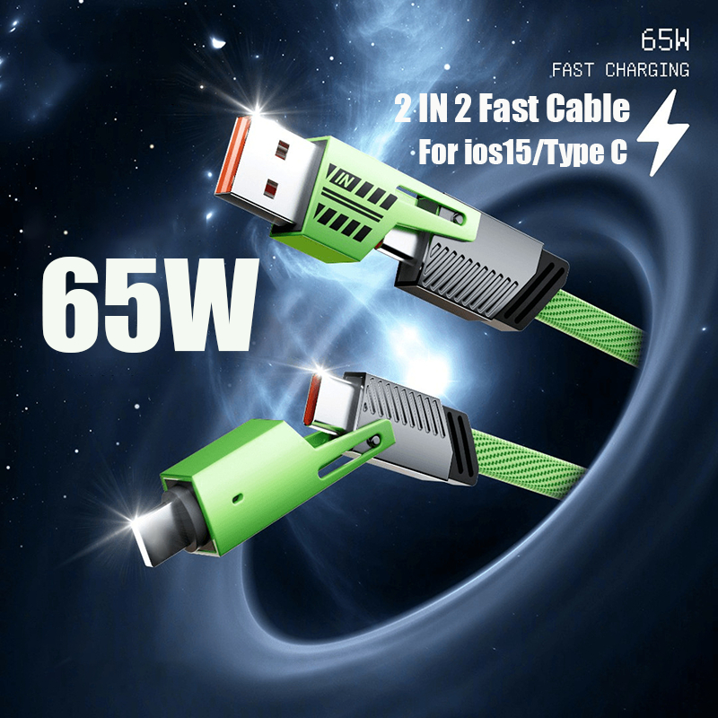 4 In 1 Mecha Fast Charging Cable For ios15 Type C USB Charger Cord 65W Multi-device PD 27W Flash ...