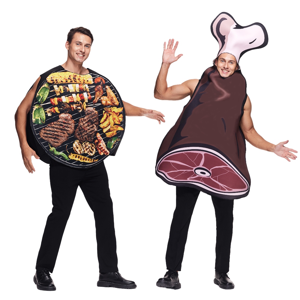 Fast Delivery Adult Deluxe Grilled Meat Costume Couple Funny Barbecue ...