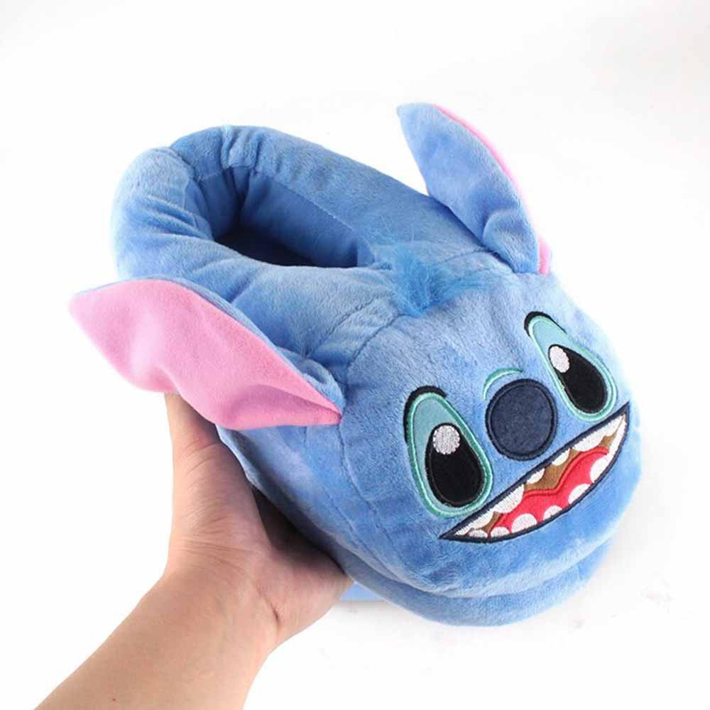 27cm Lilo And Stitch Plush Slippers Blue Alien Warm Winter Slippers For ...