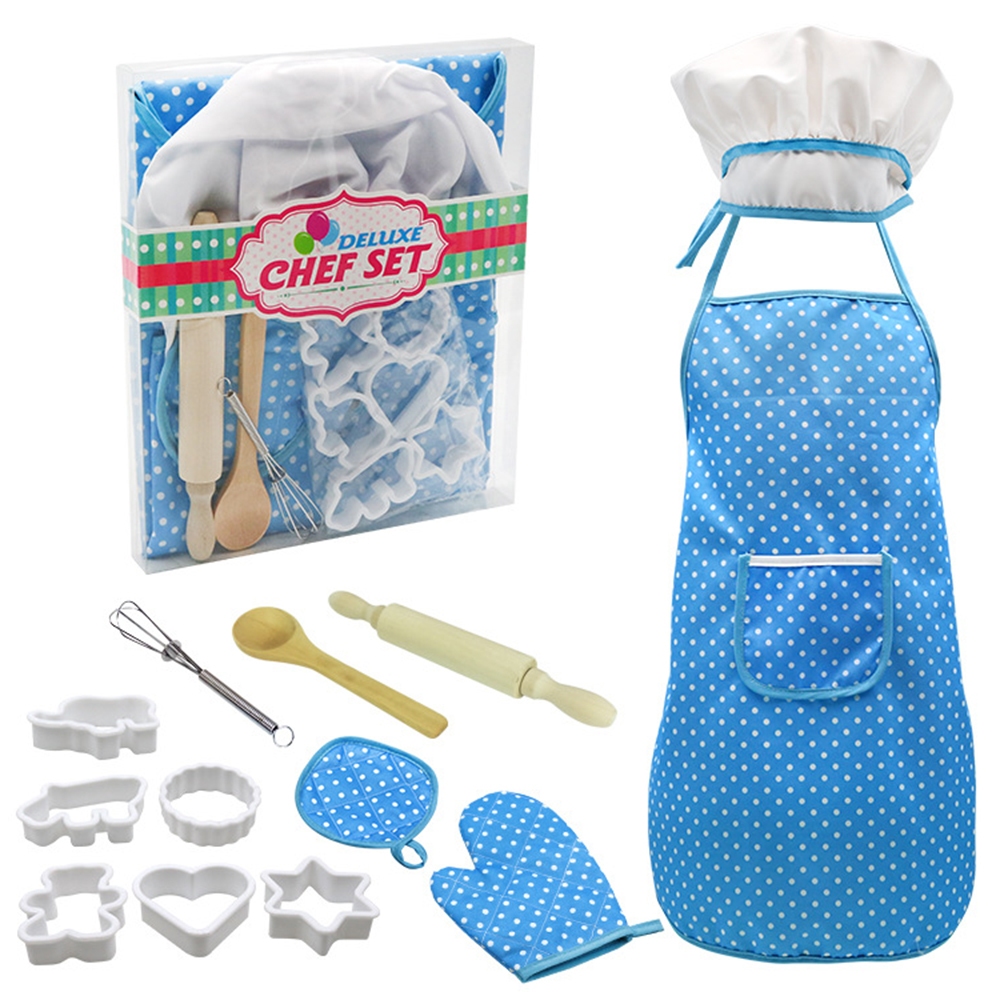 Kids Cooking and Baking Set 13 PCS with Chef Hat Apron Oven Mitt ...