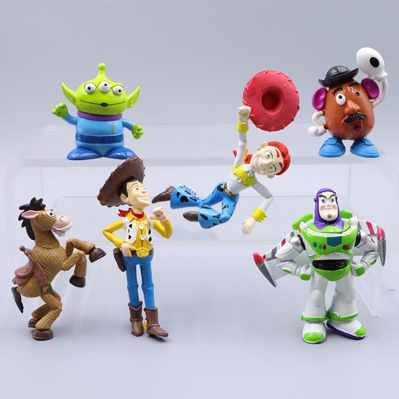 6Pcs/Set 5-9cm Anime Toy Story Sheriff Woody Buzz Lightyear Jessie Mr ...