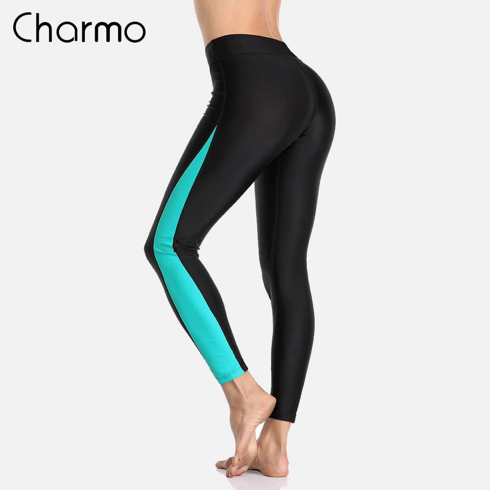 Anfilia Women's Swimming Pants Color Block High Waisted Swim Pants Swim ...