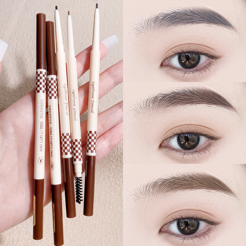 Eyebrow Pencil + Eyebrow Brush Auto-rotating Eyebrow Pencil Triangle Double-headed Makeup ...