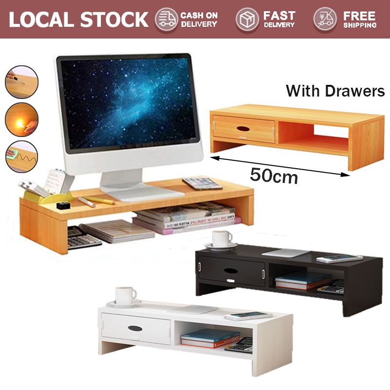 [SG stock]Monitor Riser Stand Wooden Laptop Stand Desk Organizer ...