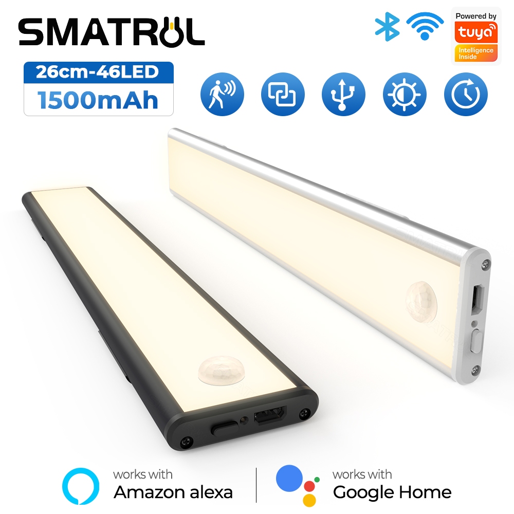 SMATRUL Tuya Wifi Smart Led Light Cabinet Lighting Infrared Pir Motion Sensor Rechargeable Led ...
