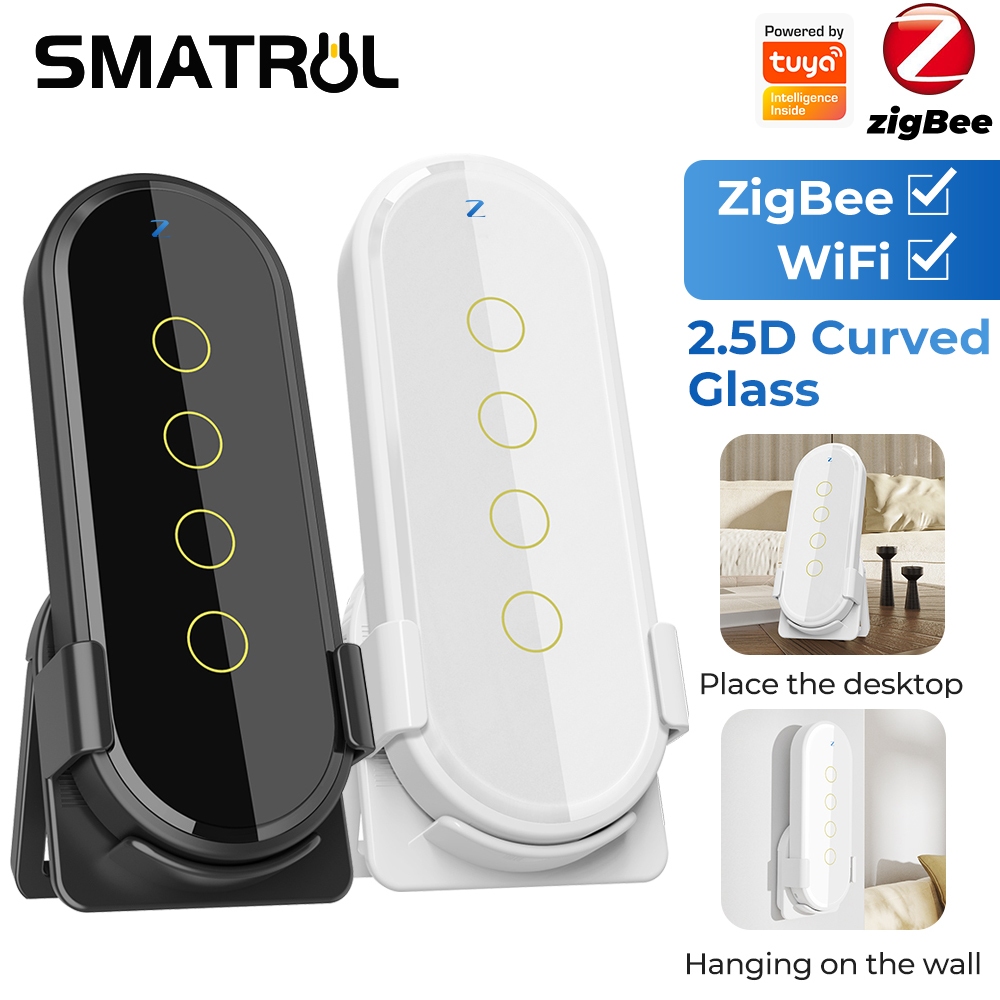 SMATRUL Tuya ZigBee Wireless Smart Home Scene Switch Light 4 Gang 12 Scene Touch Light Switch ...
