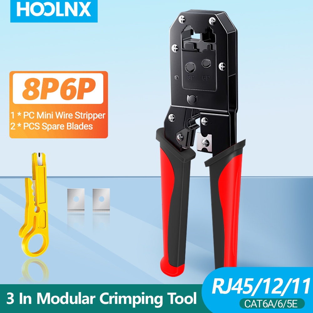 HOOLNX RJ45 Crimping Tool Ethernet Network LAN Cable Crimper Cutter ...