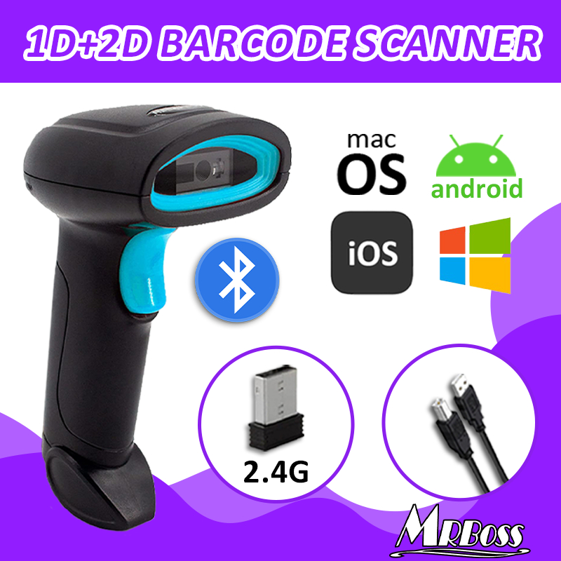 Wireless Barcode Scanner for 1D 2D QRcode bluetooth USB 2.4G Reader for ...