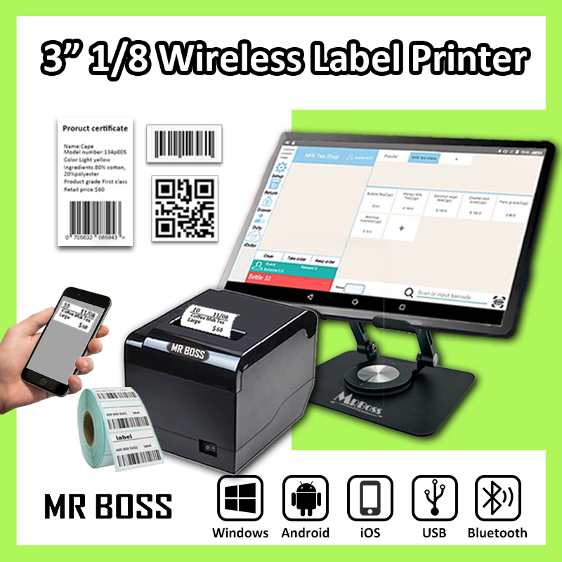 MRBOSS Thermal 3“ 1/8 USB Bluetooth port sticker waybill shipping label ...