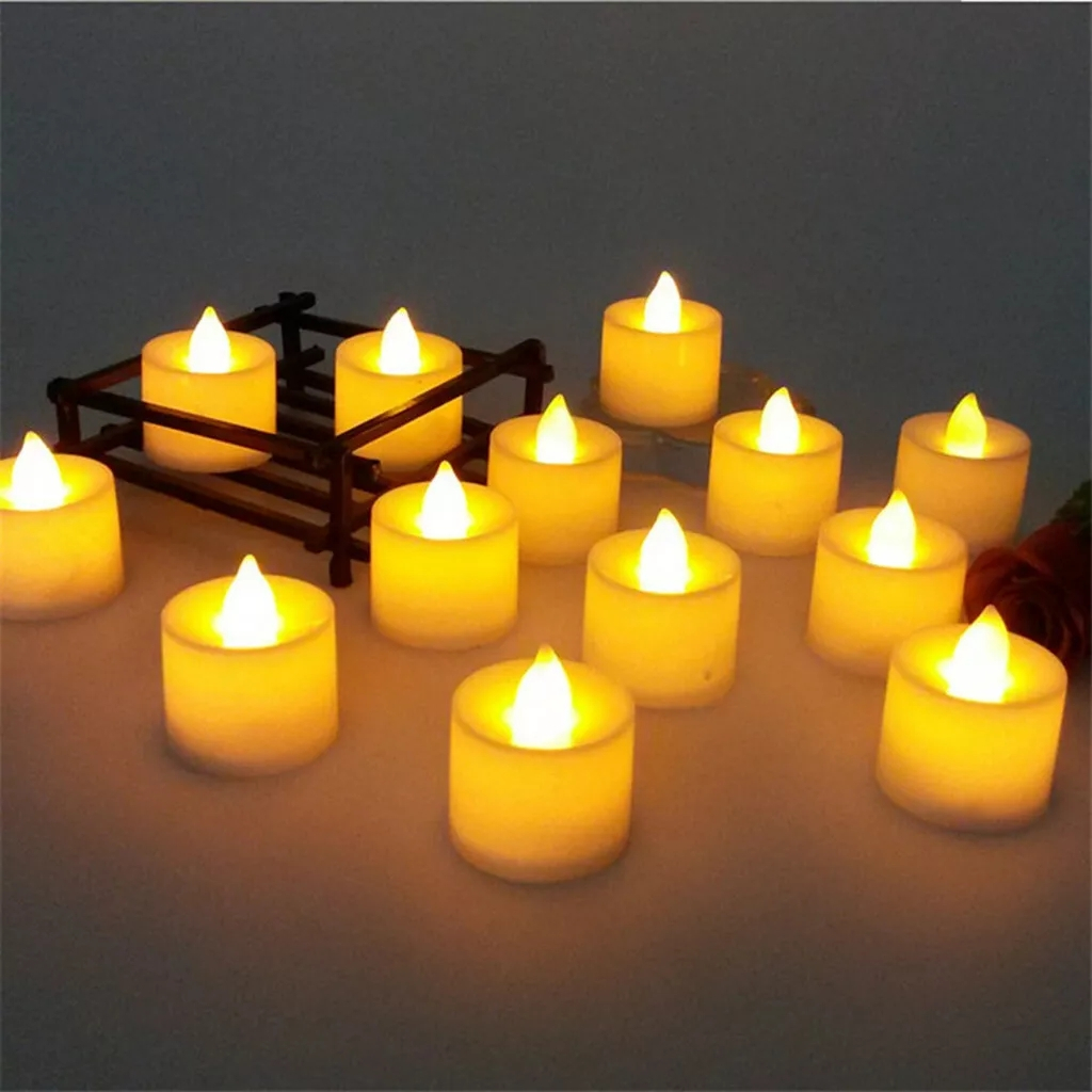 10 Pcs/set Electric LED Candle Small Tea Lights Flameless Flickering ...