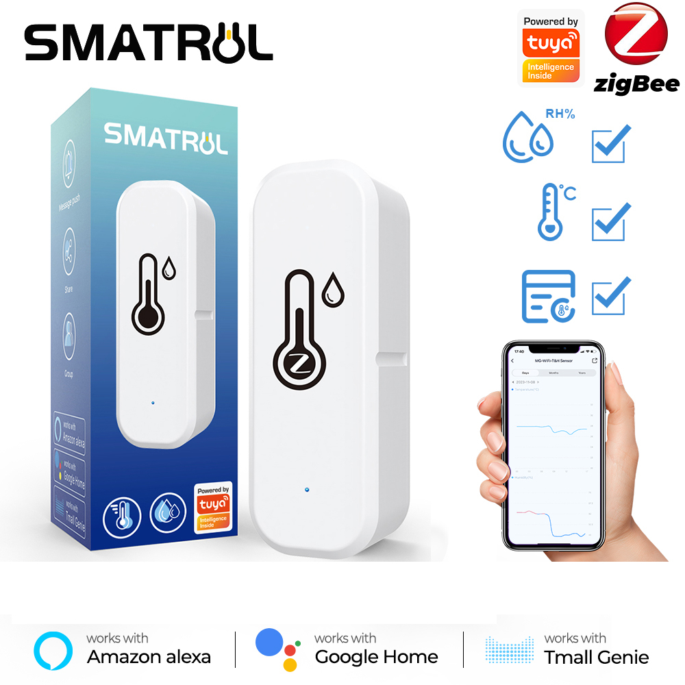 SMATRUL Tuya Zigbee Smart Temperature Humidity Sensor Indoor Hygrometer ...