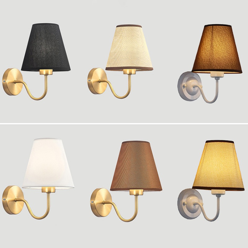 Retro Fabric Wall Light Simple Living Room Corridor Wall Lamp American ...