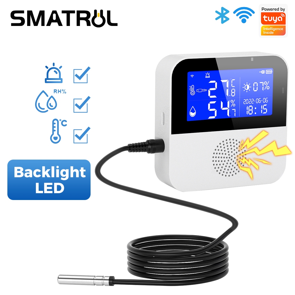 SMATRUL Tuya Wifi Temperature Humidity Sensor Smart Security Home ...