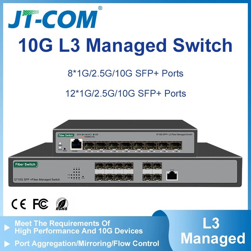 JT-COM L3 Managed Network Switch | 8 Port 10G SFP+ | Support 1G/2.5G ...