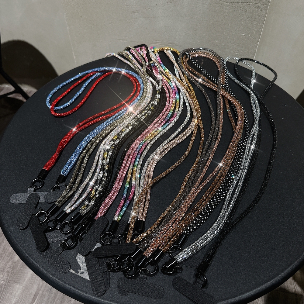 Glitter Bright Bling Bling Diamond Crystal Anti-lost Crossbody Long ...