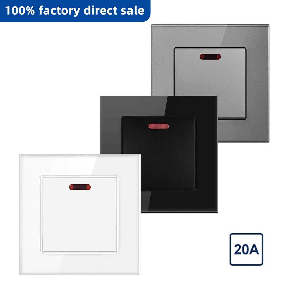 VISWE wall switch 20a switch 20amp wall socket 250V，86*86mm glass panel ...