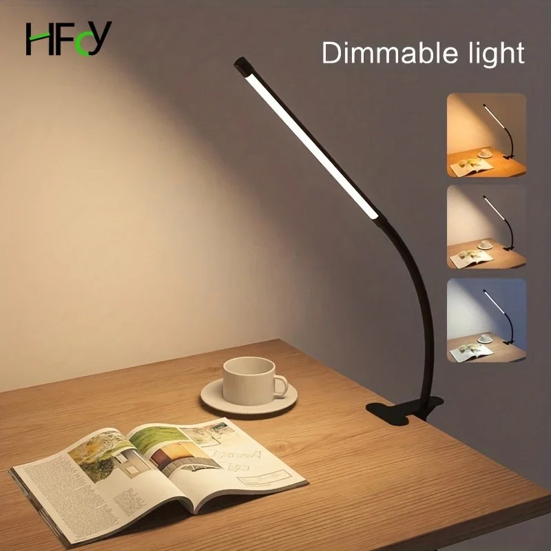 10W Led Study Table Lamp with Clip On USB 3-Colors Dimming Flexible Eye ...