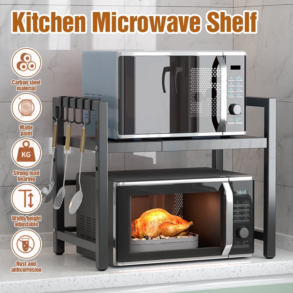 Kitchen Storage Rack Adjustable Length and Height Microwave Oven Rack ...