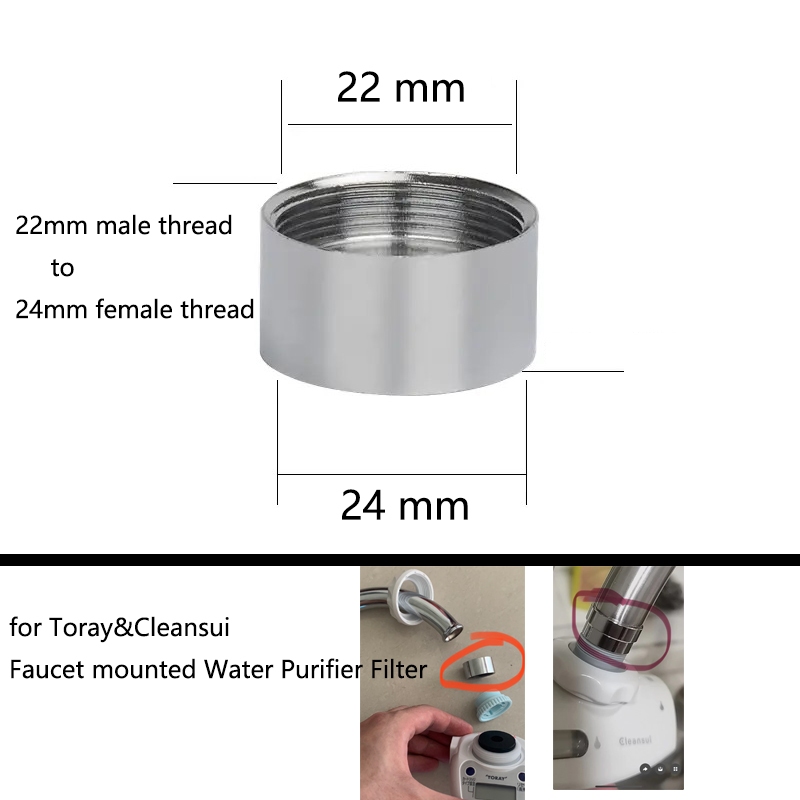 22mm to 24mm Faucet adapter for Japan Cleansui Toray Water Purifier ...