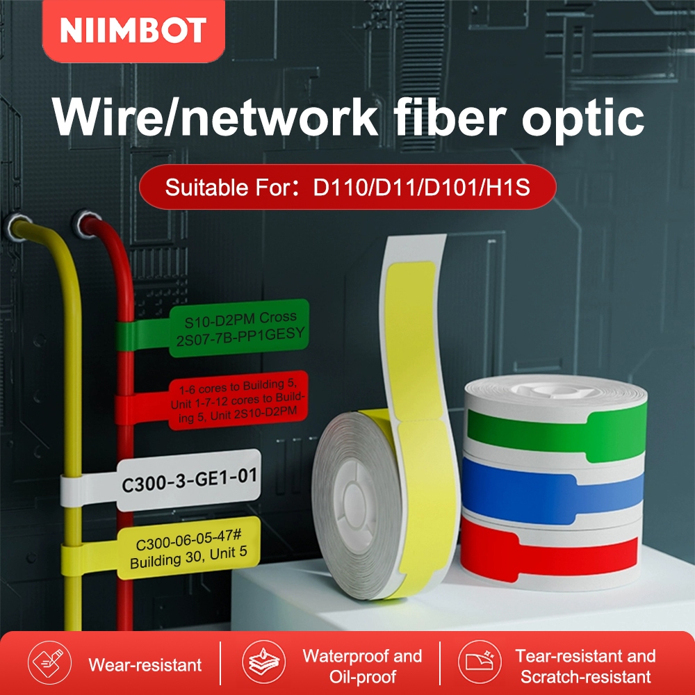 NIIMBOT D11/D110 Cable Label Paper Data Line Identification Fiber Wire ...