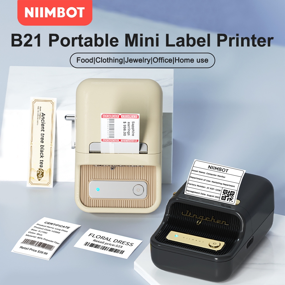 NIIMBOT B21/B1 Label Printer Portable Bluetooth Thermal Printer Small Price Barcode Tag Sticker ...