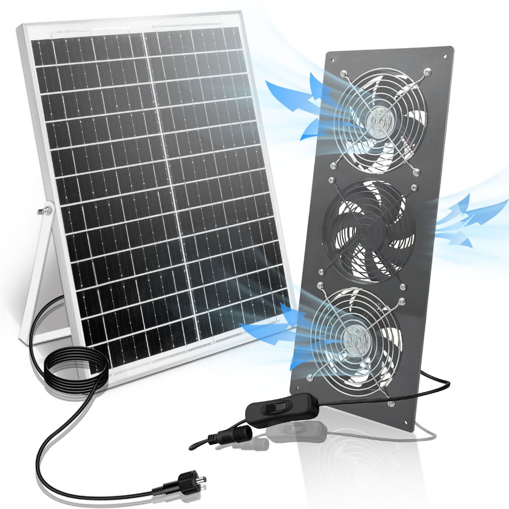 Solar Fan (25W Solar Panel+Three Solar Exhaust Fans) | Shopee Singapore