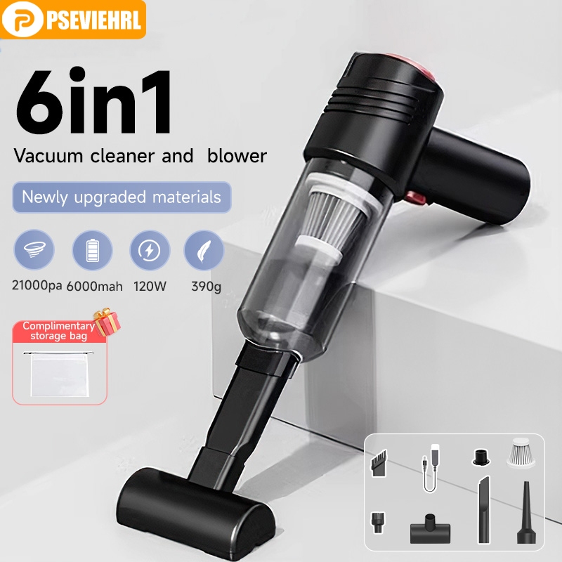 6 in1 Cordless Blower Vacuum Cleaner 21000Pa Handheld Wireless Car Home ...