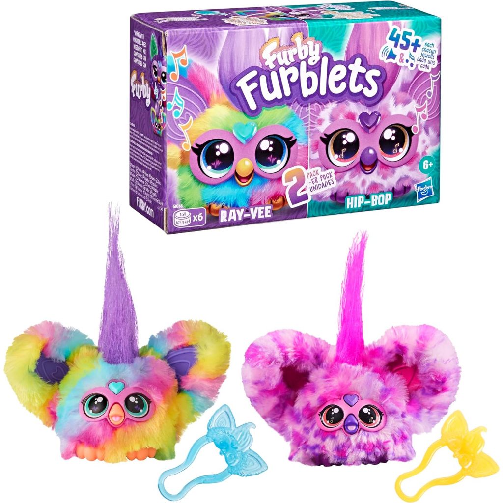 Furby Furblets 2-Pack, Mini Friends Ray-Vee & Hip-Bop, 45+ Sounds Each ...