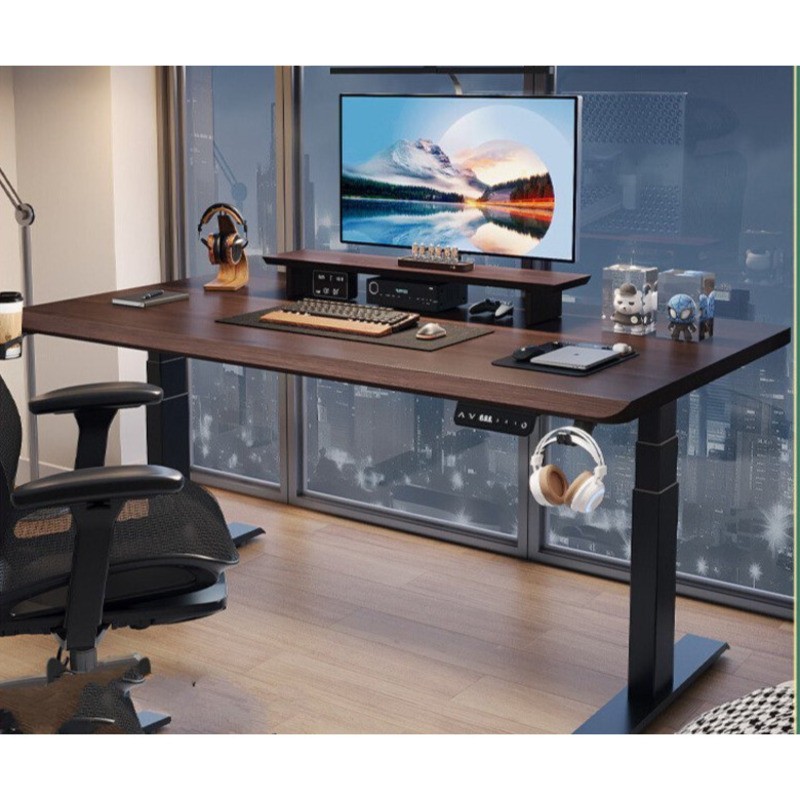 Solid Wood Electric Height Adjustable Table Intelligent Computer Desk ...