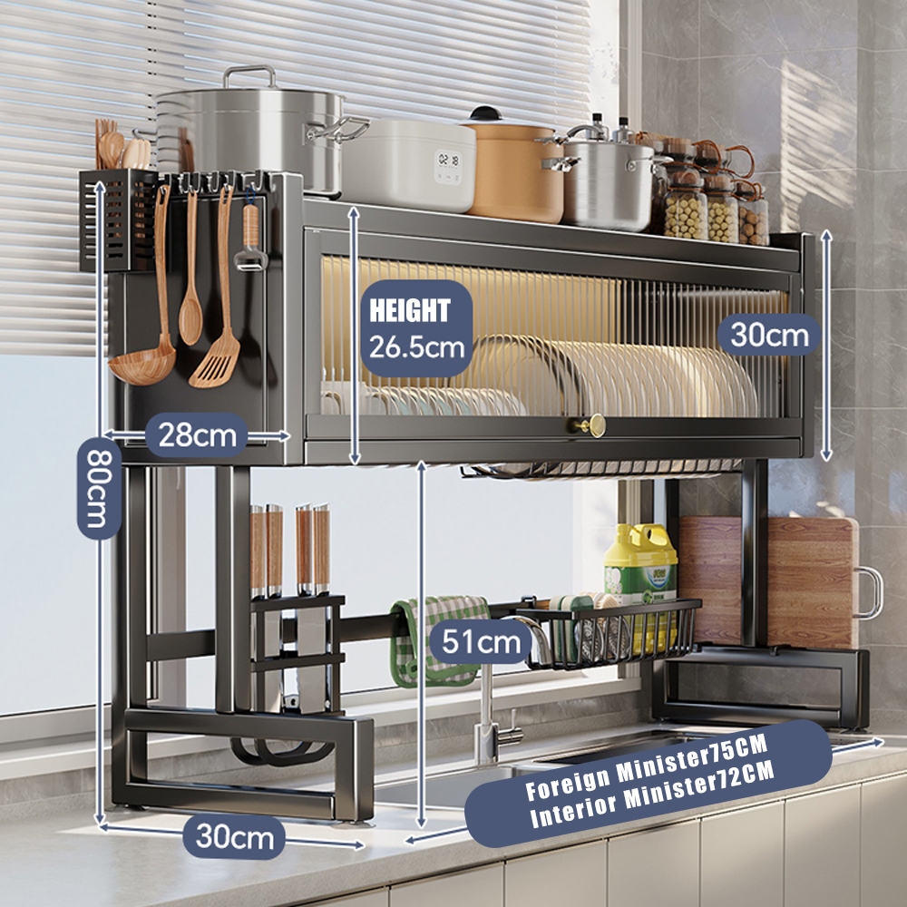 Kitchen Dish Drain Rack Kitchen Storage Rack Sink Rack Stainless Steel ...