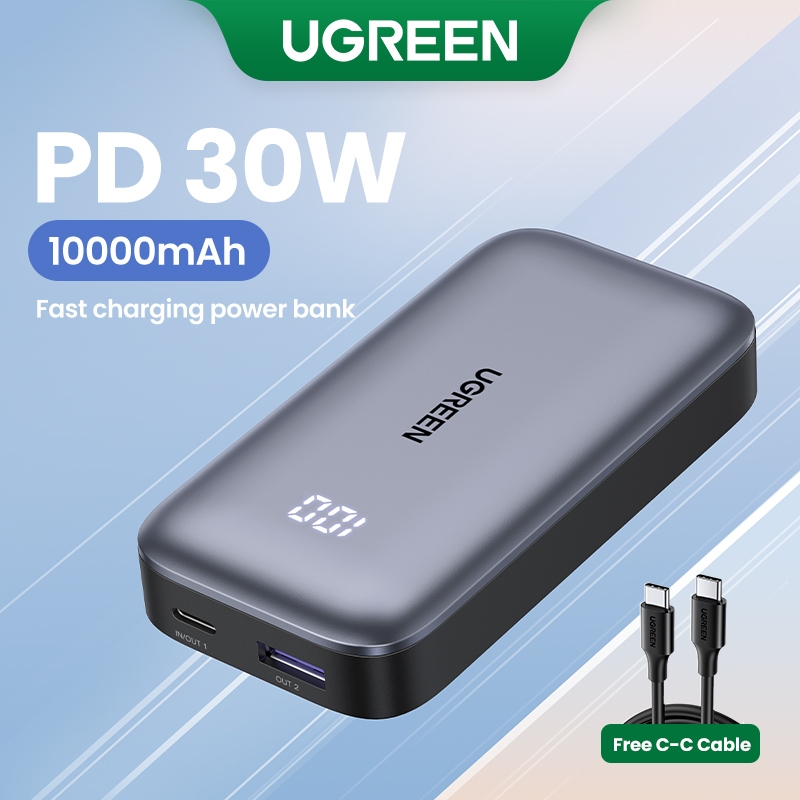 New UGREEN 10000mAh PD30W 2-Port USB-A UAB-C Fast Charge Power Bank ...