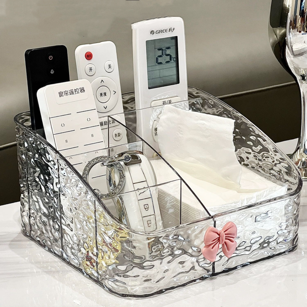 Remote Control Storage Box Water Ripple Transparent Table Organiser ...