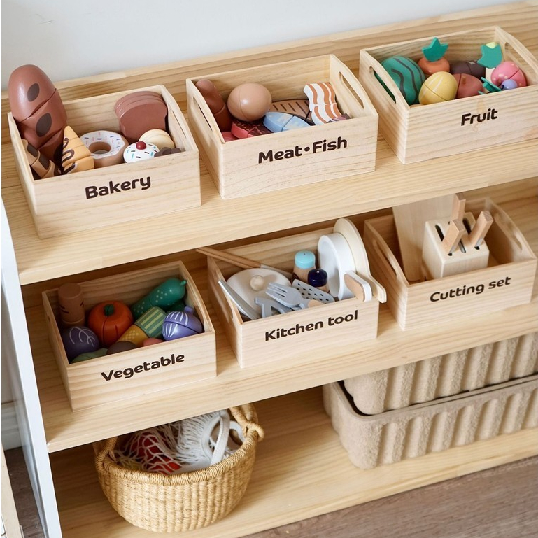 Wooden Magnetic Vegetable Toys Fruit Cutter Food Set Wooden Box Cutter ...