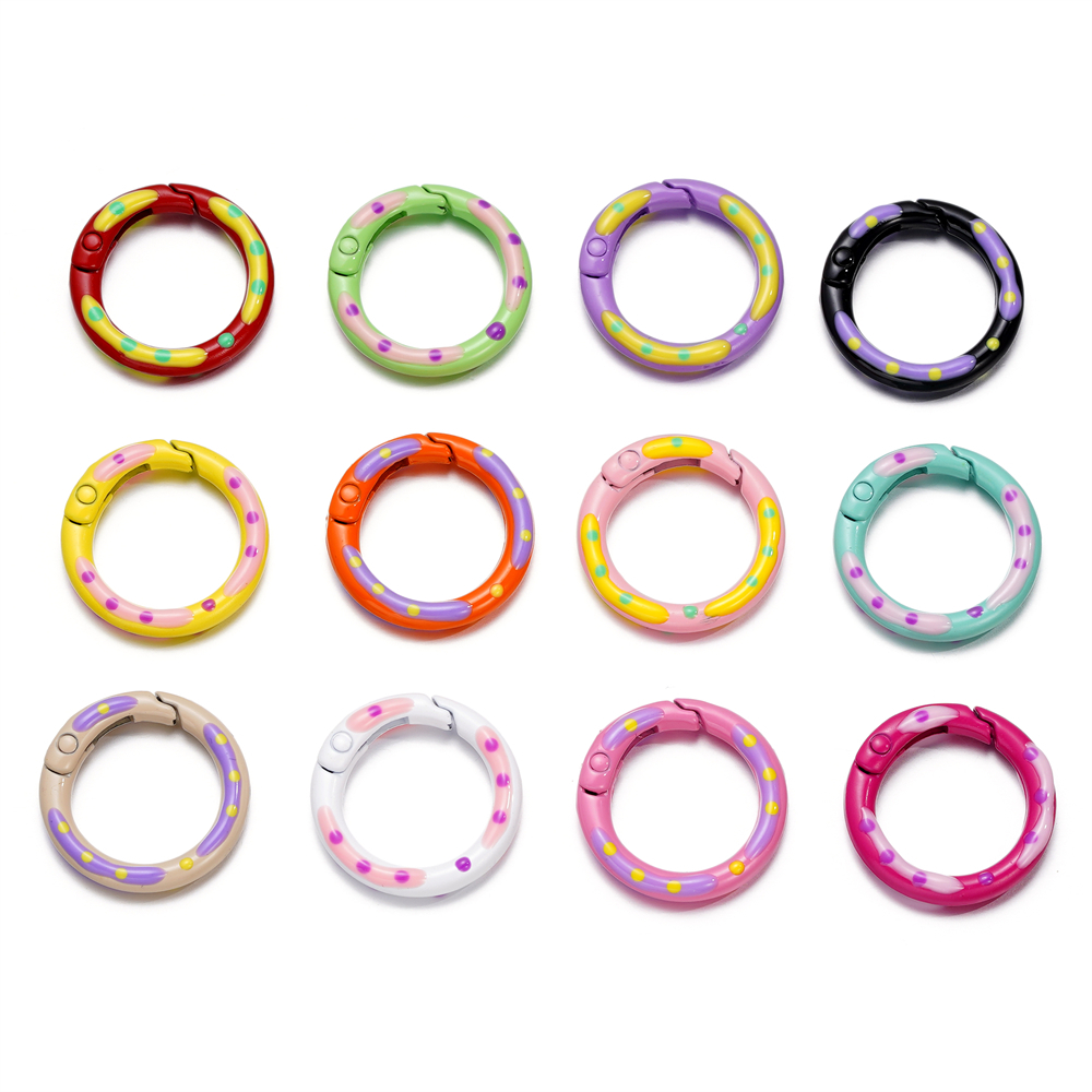 St. kunkka 1-5Pcs Alloy Spring Buckle, Round Oil Drip Painted Keychain ...