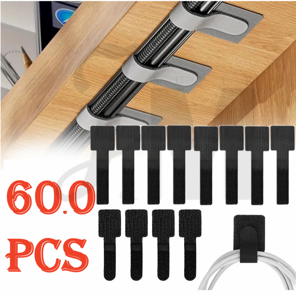 60PCS Reusable Cable Ties Fastening Wire Organizer Cord Rope Holder ...