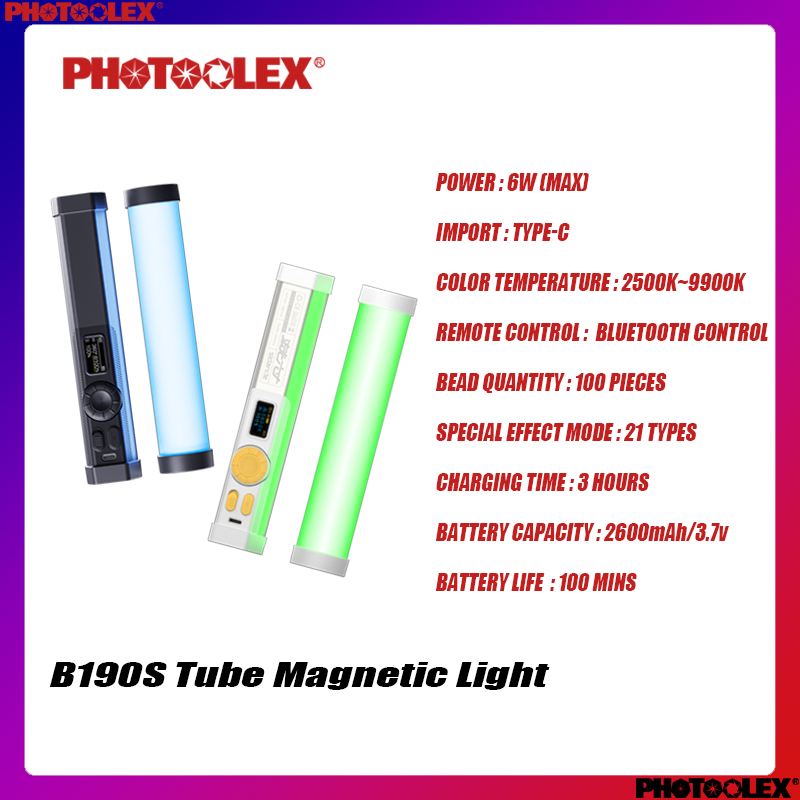 Photoolex 100% Official RGB Magnetic Tube Light B190S Desktop Fill ...