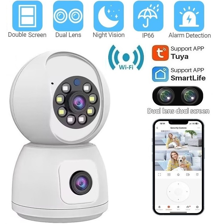 Tuya Smart 4MP CCTV Camera WiFi Mini With Dual Screens Colorfull Night ...