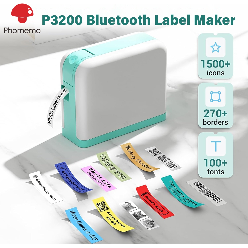 Phomemo P3200 Label Maker Machine Bluetooth Thermal Sticker Printer | Shopee Singapore
