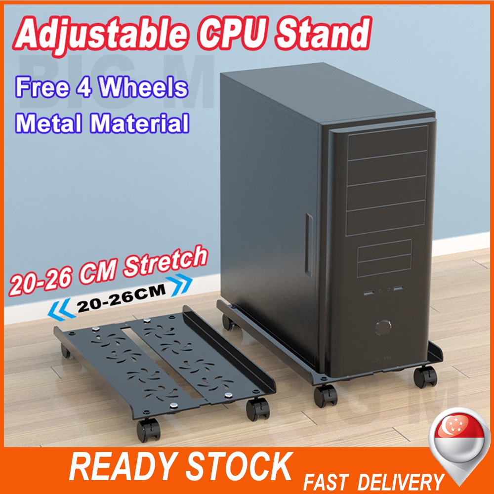 SG LOCAL STOCK Metal CPU Roller Stand With Wheels Adjustable Cpu Stand ...