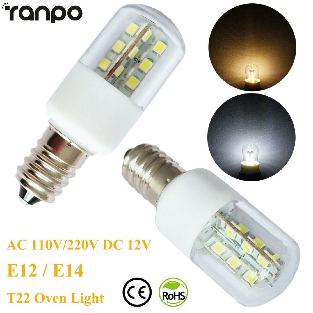 E14 E12 3W LED Microwave Oven Light Bulb Crystal Lamp Light SMD 5050 Freezer Cold Warm White AC ...