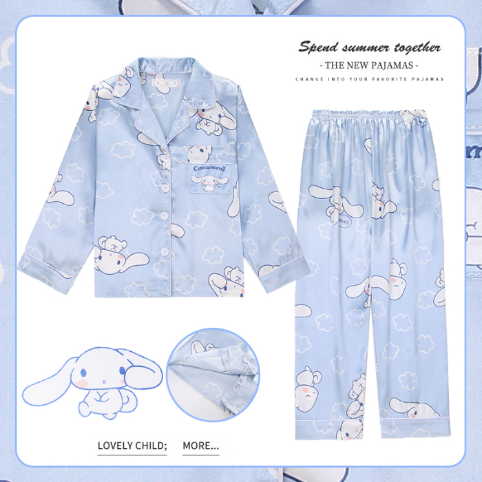 New Promotion Kids Satin Silk Pyjamas Set Korean Style Long Sleeve ...
