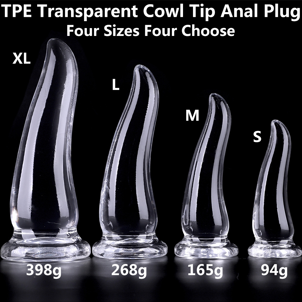 Four Sizes Transparent Color Cow Horn Tip Shaped Alien Butt Anal Plugs ...