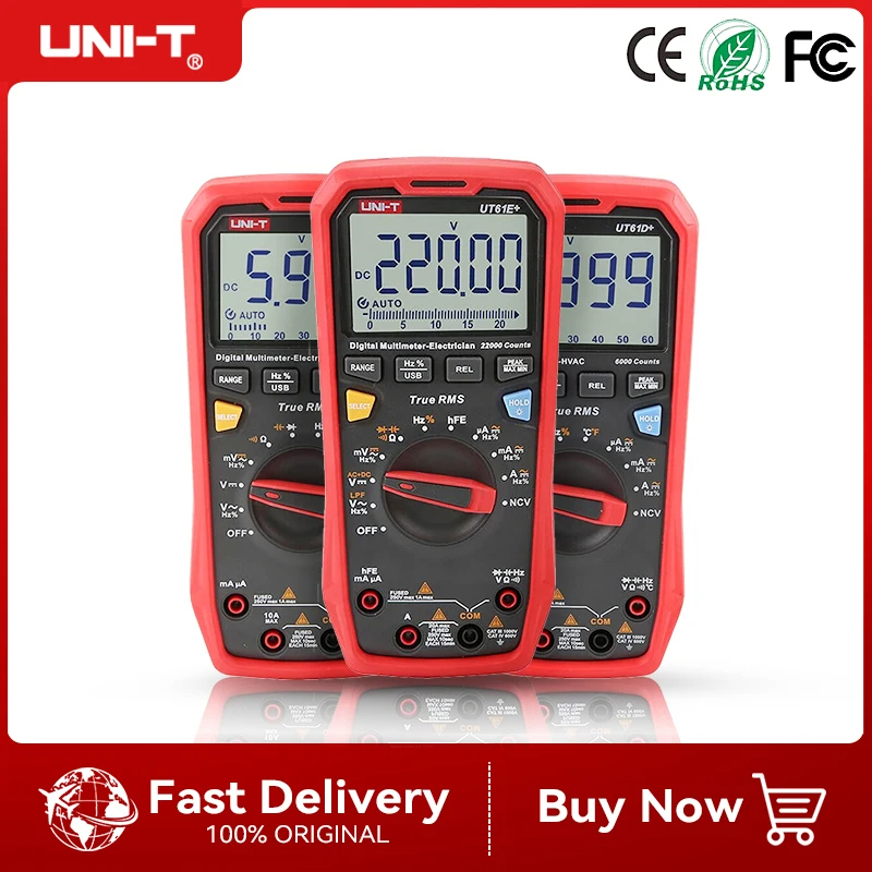 UNI-T UT61E+ True RMS Multimeter Digital Auto Range Unit True RMS meter ...