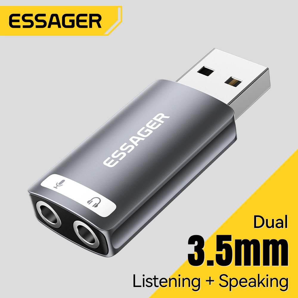 Essager 3.5mm USB/Type-C External Sound Card Independent Audio ...