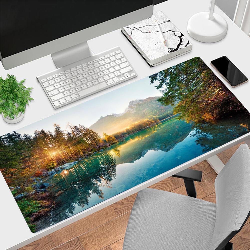 Natural Landscape Mousepad Gaming Accessories Large Mouse Pad Lake Blue ...