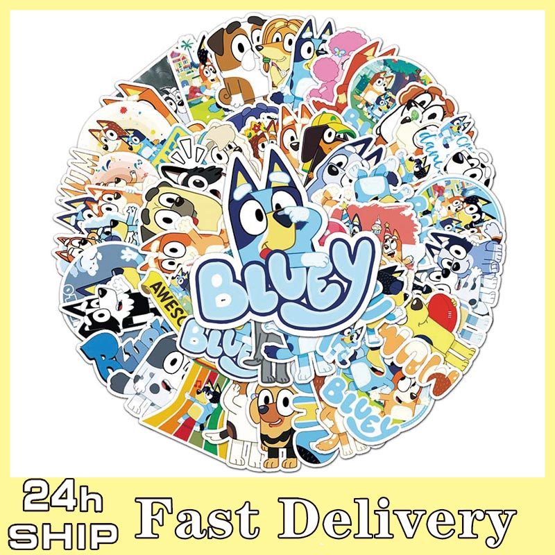 50PCS Bluey Sticker British Funny Preschool TV Animation Waterproof ...