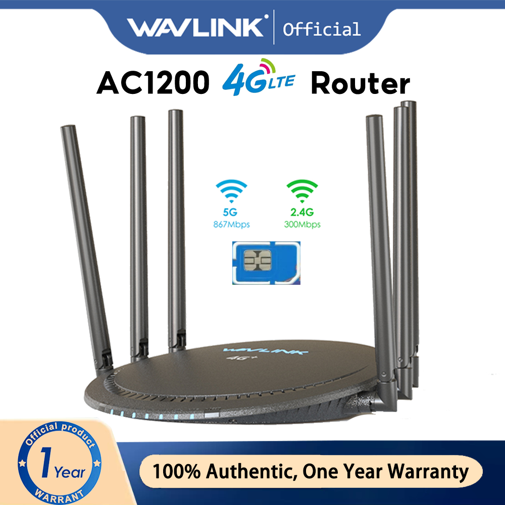 Wavlink AC1200 Dual-Band 4G LTE WiFi Router 2.4G + 5G 1200Mbps Support ...